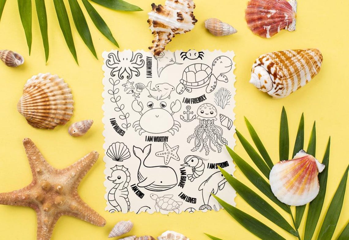 Ocean Positive Affirmation Colouring Page - Canva Instant Printable - Etsy