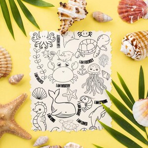 Ocean Positive Affirmation Colouring Page - Canva Instant Printable - Etsy