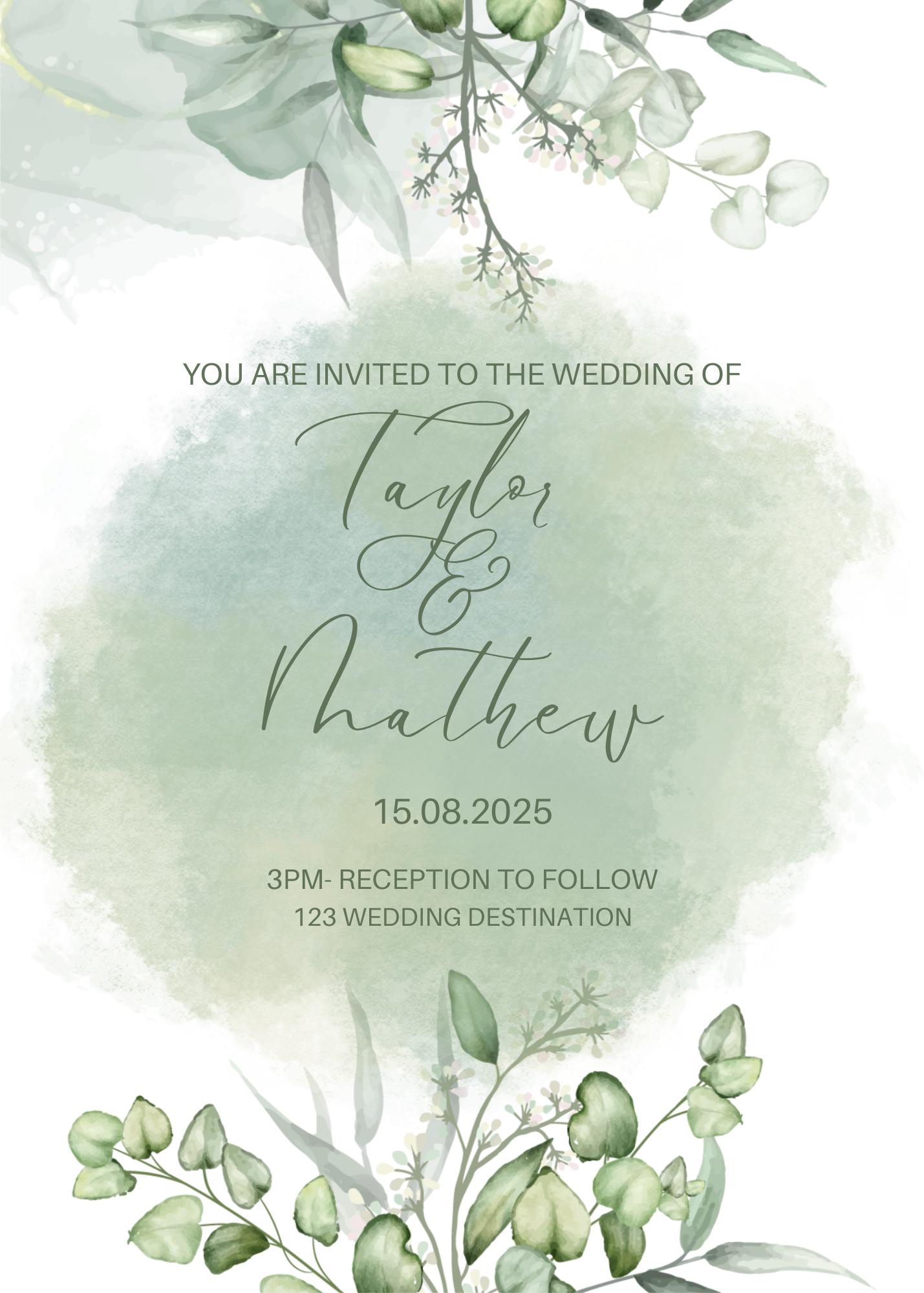 Editable Canva Wedding Invitation | Printable Wedding Invitation ...