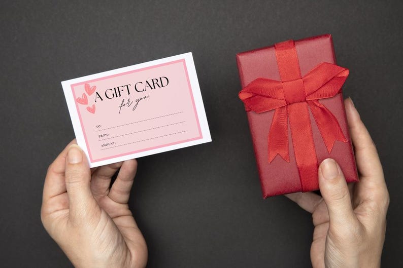 Printable Pink Gift Card Template, Minimalist Gift Voucher, Digital ...