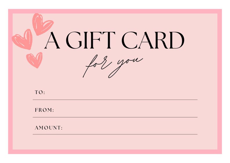 Printable Pink Gift Card Template, Minimalist Gift Voucher, Digital ...