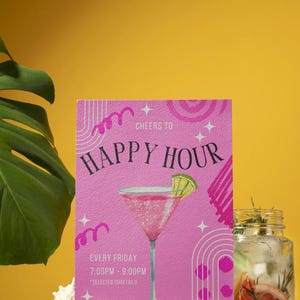 Editable Canva Happy Hour Invitation – Fun & Vibrant Printable Party ...