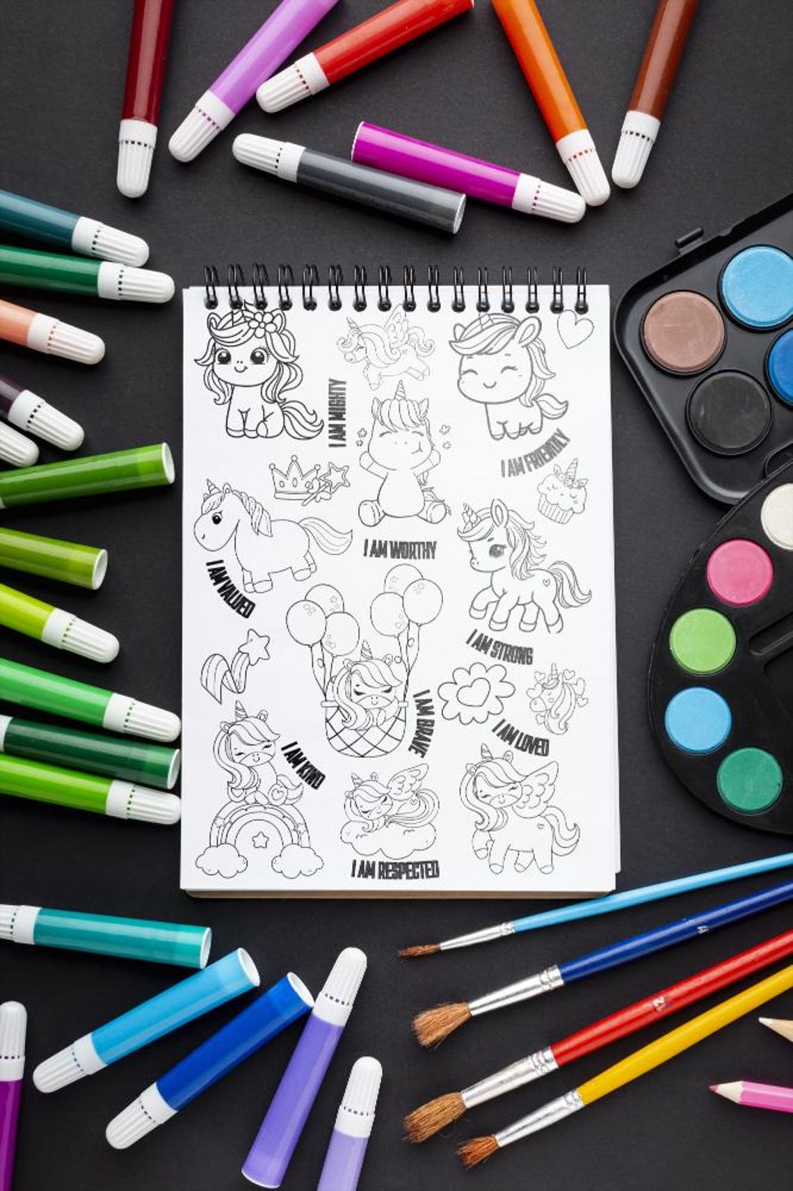 Unicorn Positive Affirmation Colouring Page - Canva Instant Download - Etsy