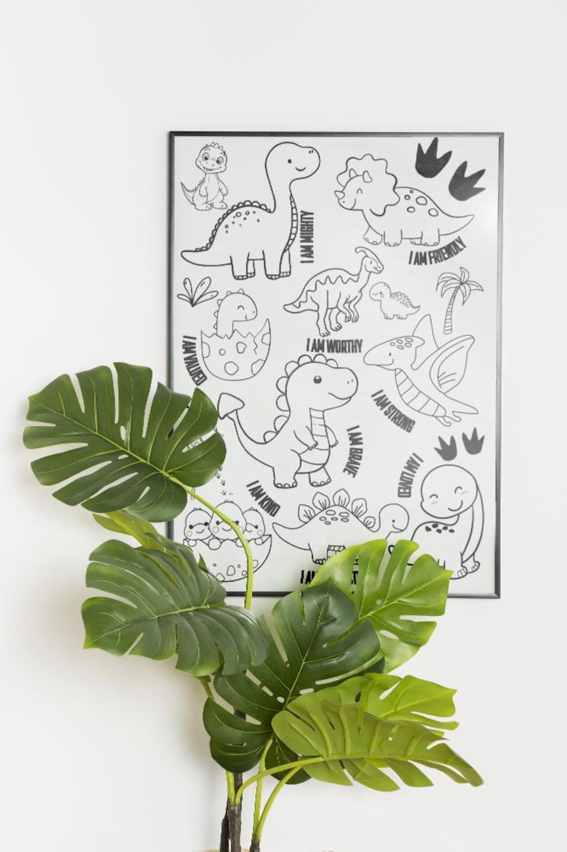 Dinosaur Positive Affirmation Colouring Page - Kids Instant Download - Etsy