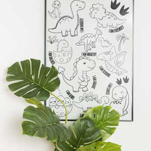 Dinosaur Positive Affirmation Colouring Page - Kids Instant Download - Etsy