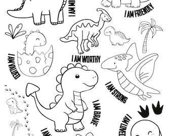 Unicorn Positive Affirmation Colouring Page - Canva Instant Download - Etsy