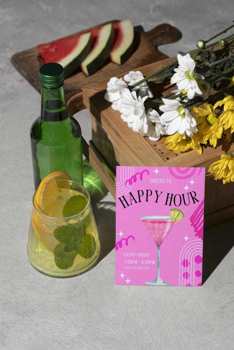 Editable Canva Happy Hour Invitation – Fun & Vibrant Printable Party ...