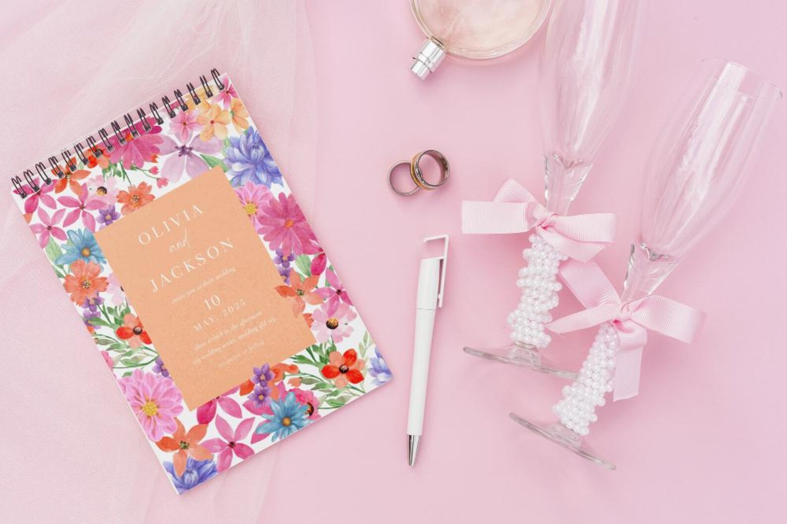 Vibrant Floral Wedding Invitation - Editable Canva Template - Etsy