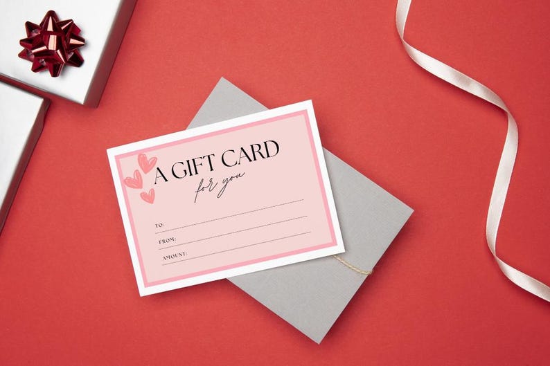 Printable Pink Gift Card Template, Minimalist Gift Voucher, Digital ...