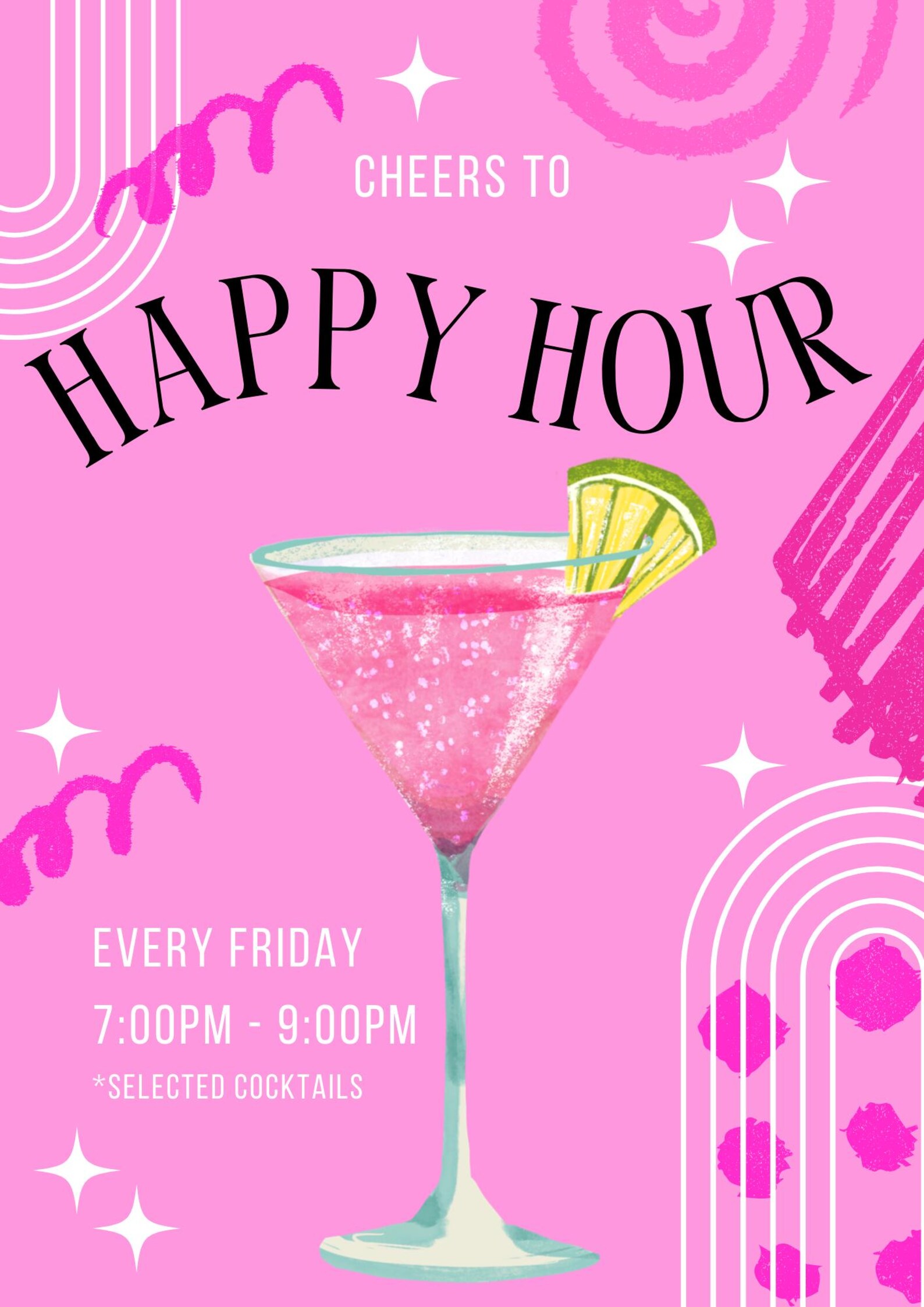 Editable Canva Happy Hour Invitation – Fun & Vibrant Printable Party ...