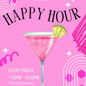 Editable Canva Happy Hour Invitation – Fun & Vibrant Printable Party ...