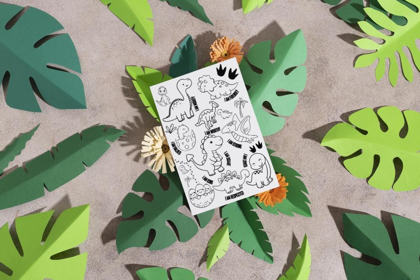 Dinosaur Positive Affirmation Colouring Page - Kids Instant Download - Etsy