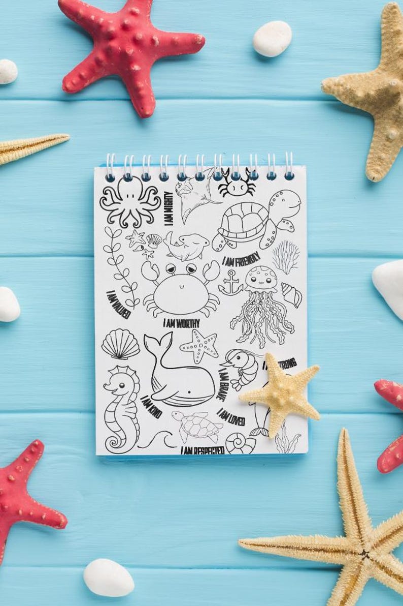 Ocean Positive Affirmation Colouring Page - Canva Instant Printable - Etsy