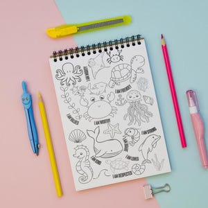 Ocean Positive Affirmation Colouring Page - Canva Instant Printable - Etsy