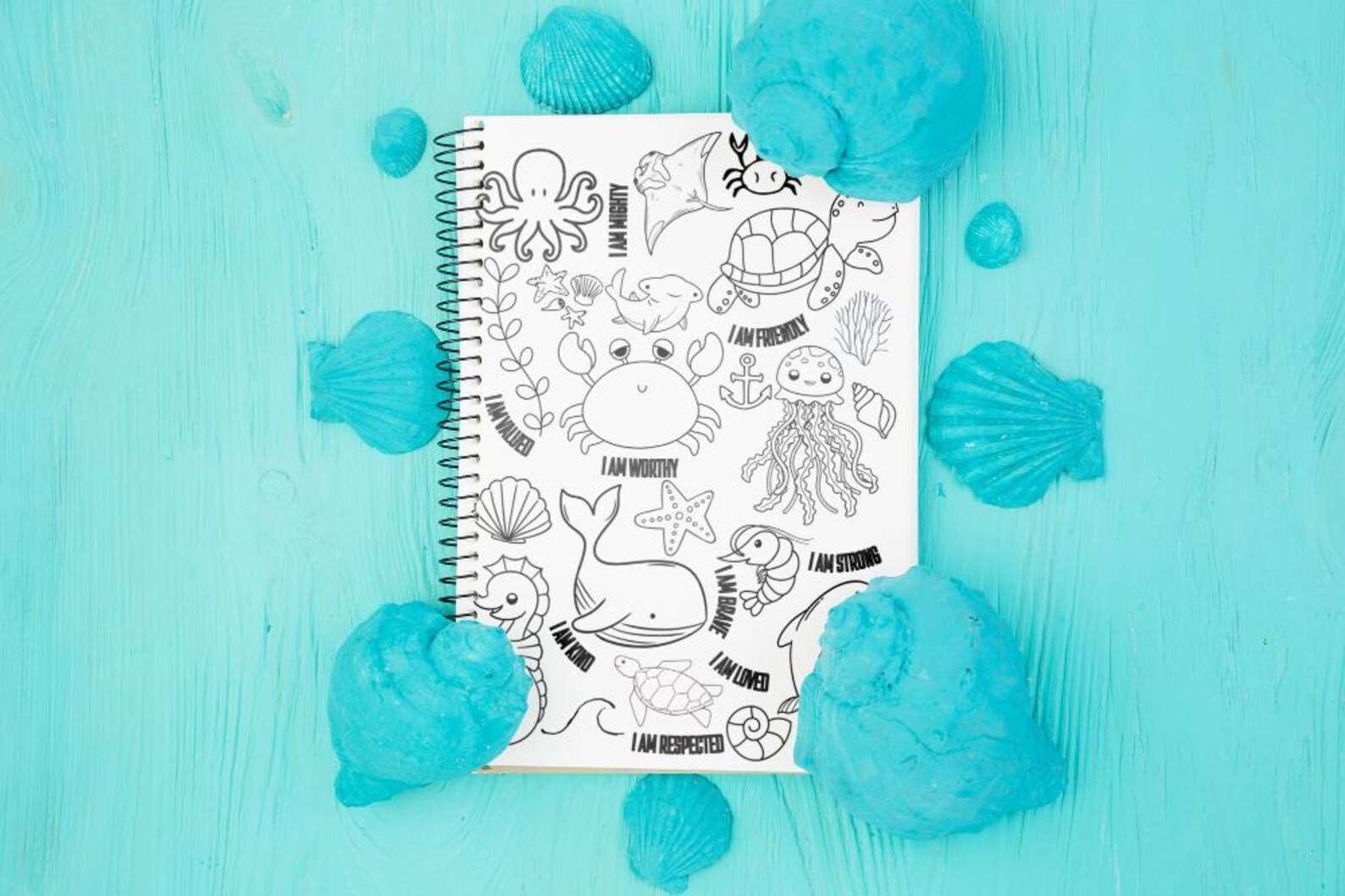 Ocean Positive Affirmation Colouring Page - Canva Instant Printable - Etsy
