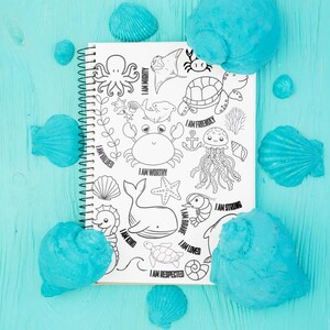 Ocean Positive Affirmation Colouring Page - Canva Instant Printable - Etsy