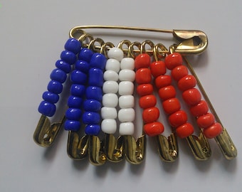 Red, White and Blue Stacked Beads Pin - Etsy