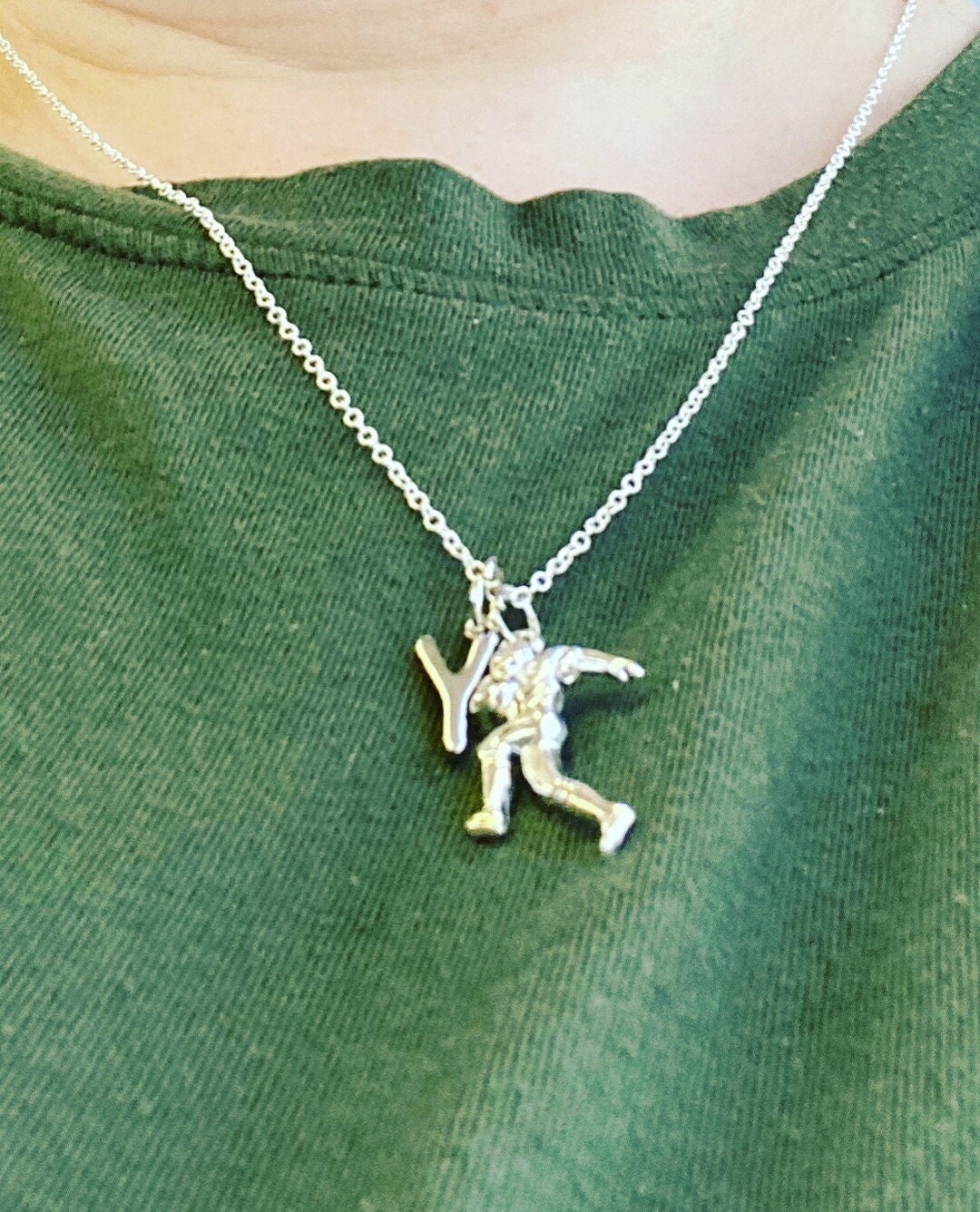 Football Player Pendant With Letter - Etsy