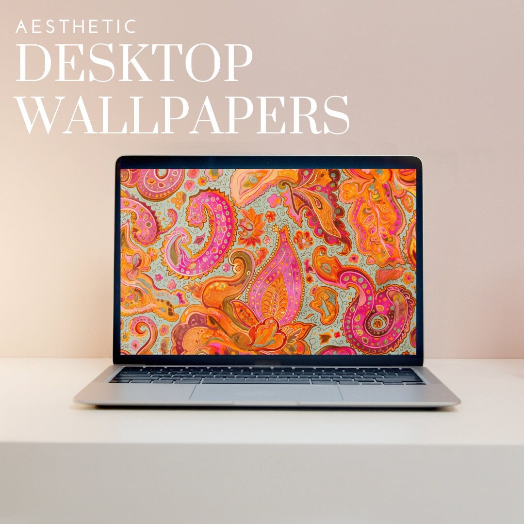 4 Cute Paisley Pattern Wallpapers, Aesthetic Desktop Decor, Macbook ...