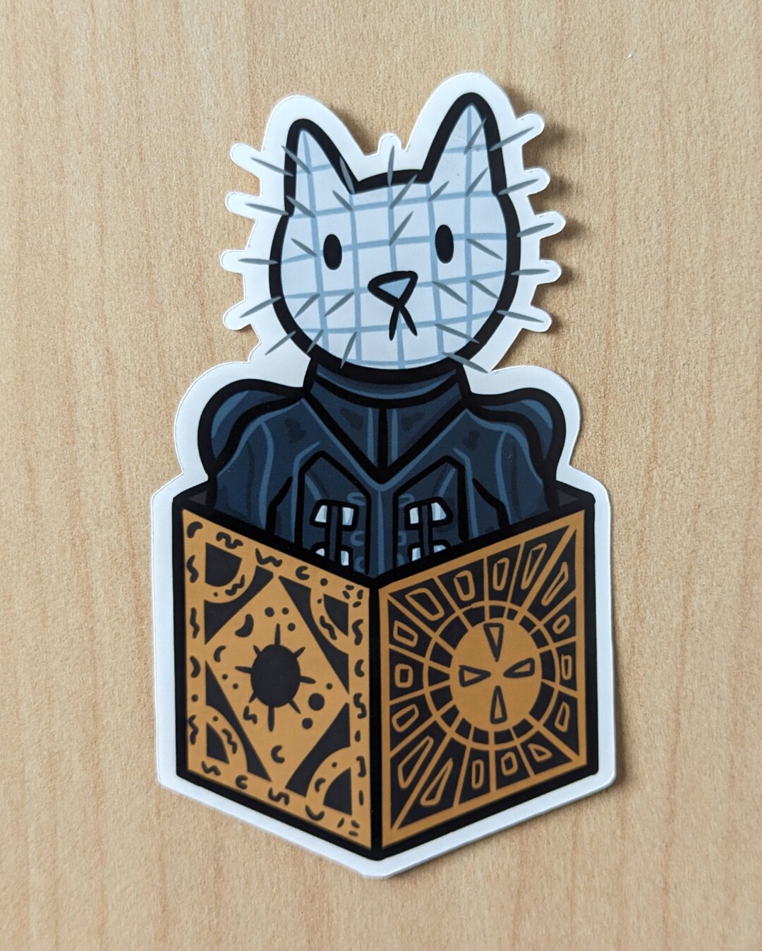 Hellraiser Pinhead Cat "whiskerhead" Waterproof Sticker – Puzzling Paws ...