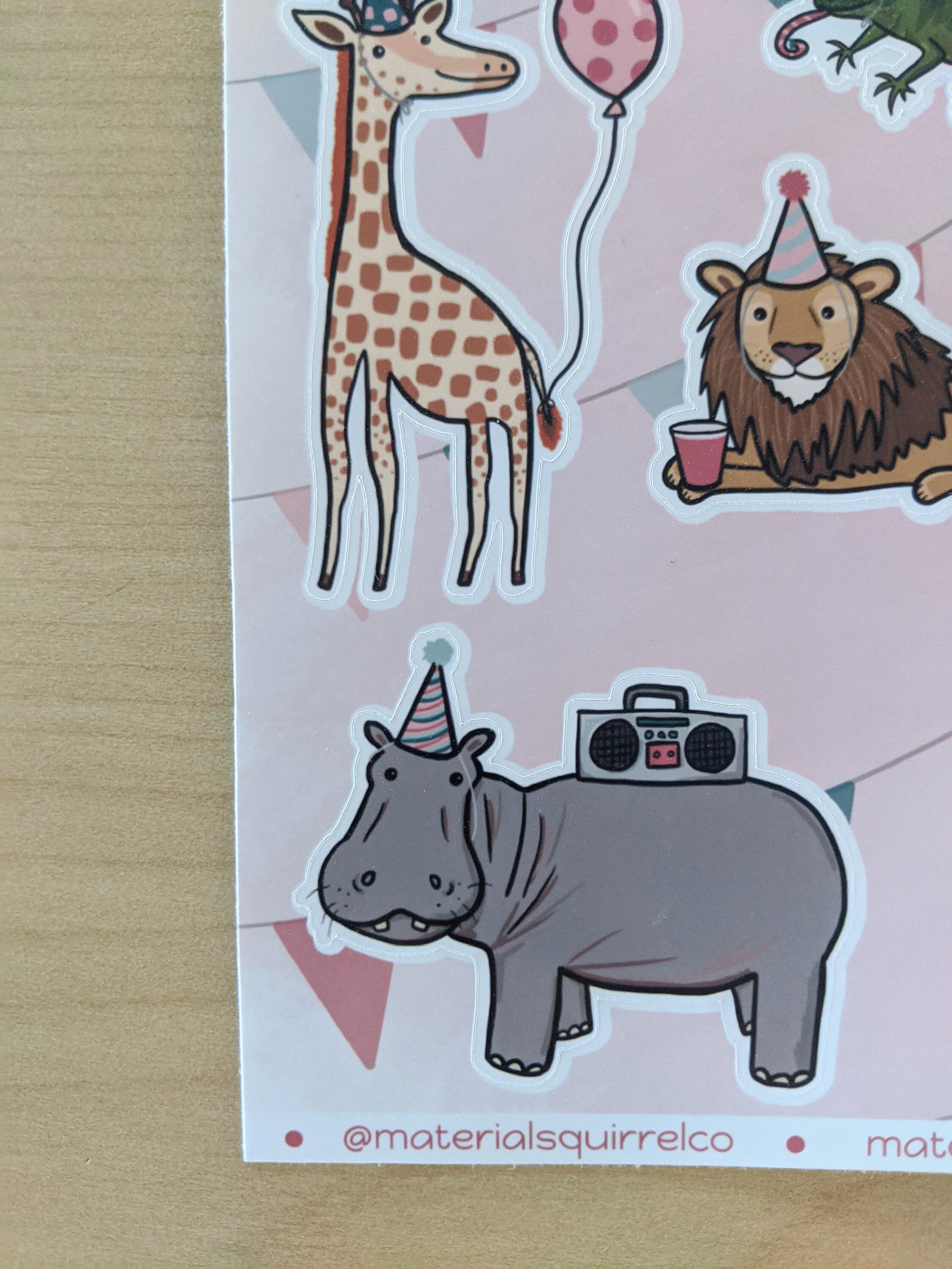Party Animals Sticker Set W/ Giraffe, Lion, Cheetah, Hippo, Ostrich ...