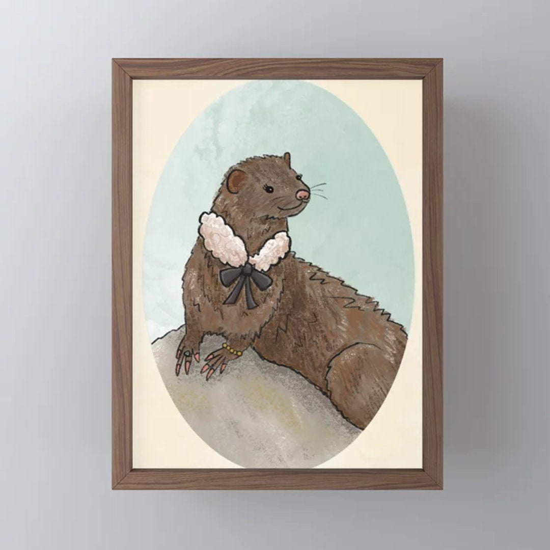 Vintage Style Mink Weasel Art Print print Only - Etsy