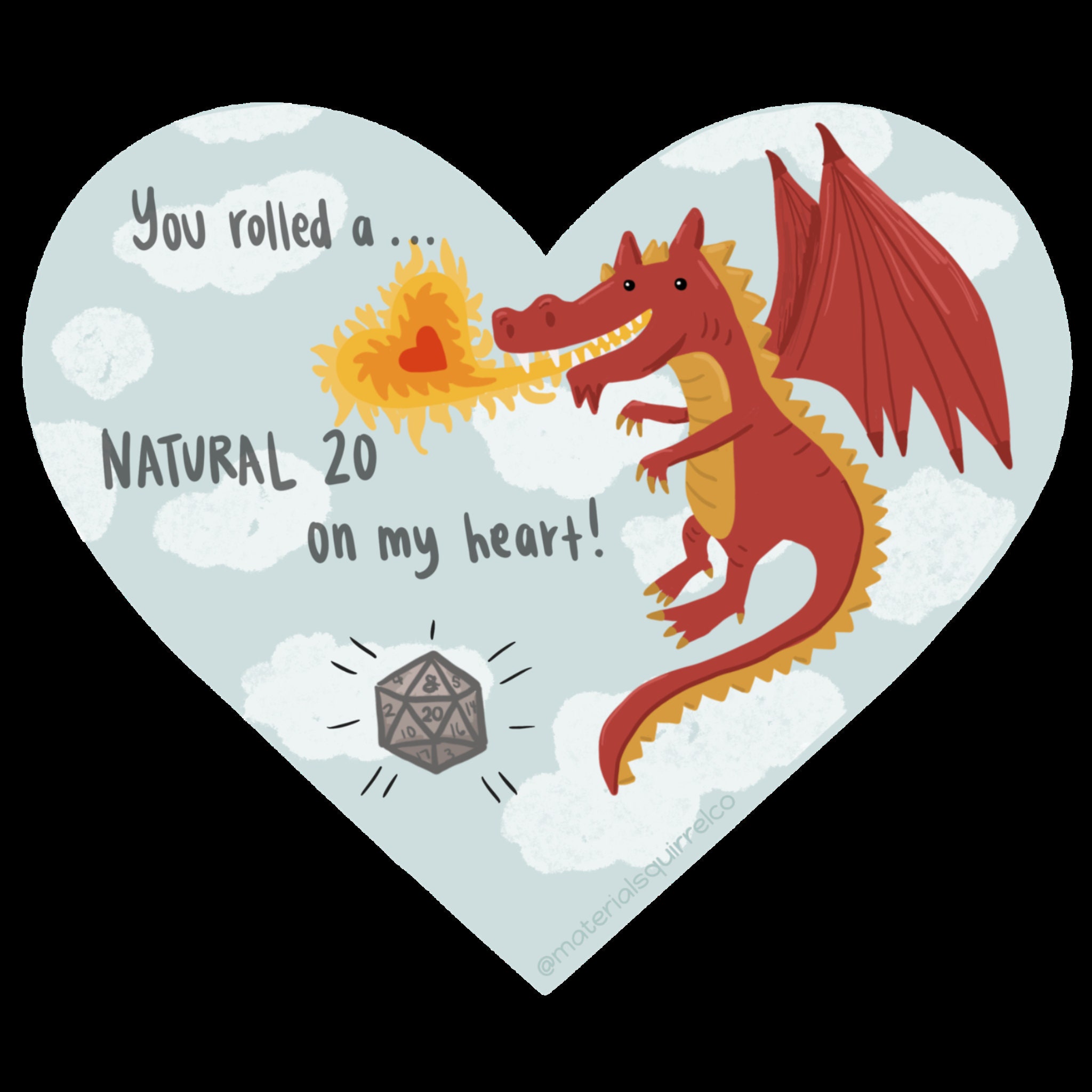 DND Dragon D20 Heart Sticker Decal | Etsy