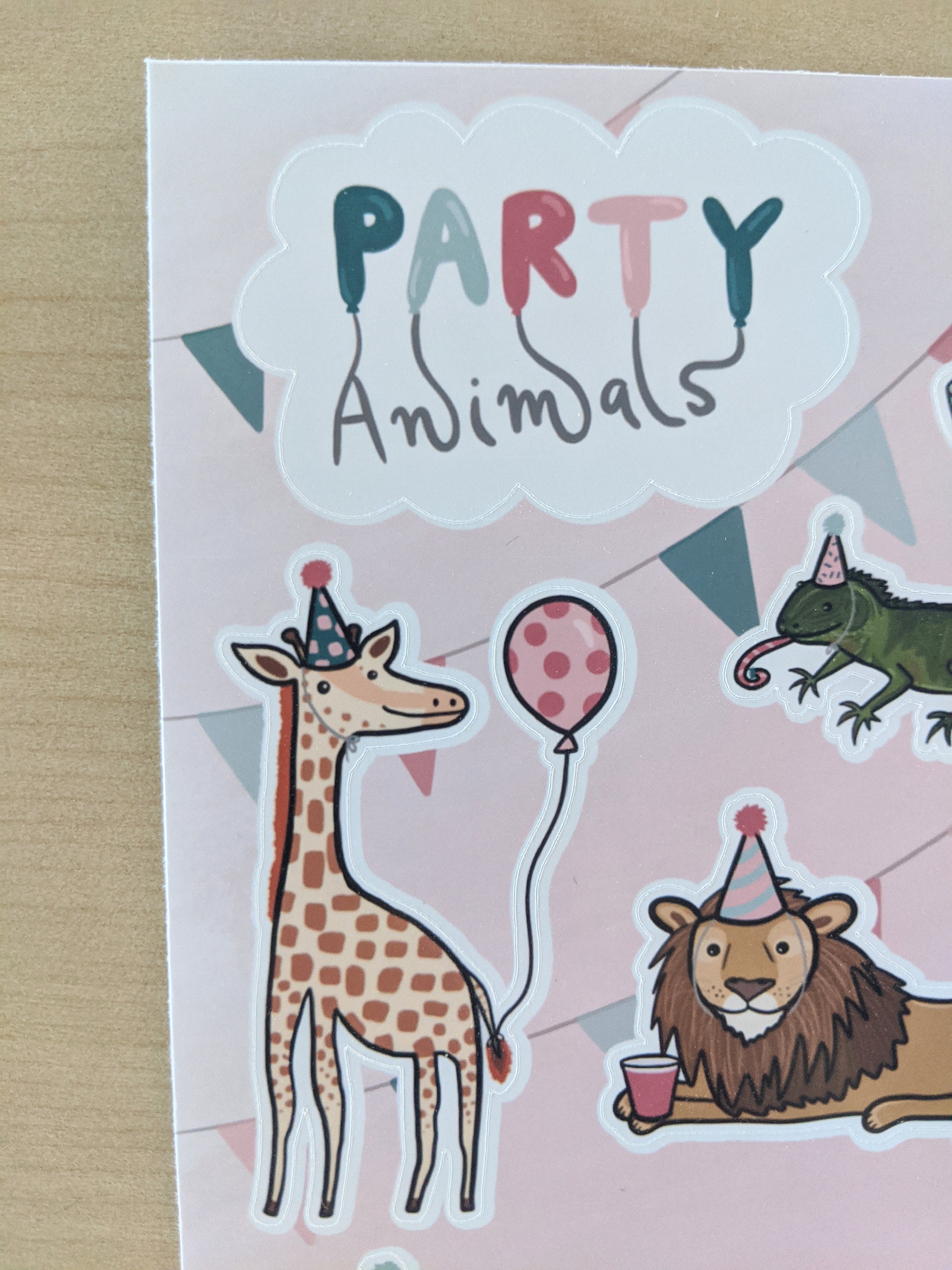 Party Animals Sticker Set w/ Giraffe Lion Cheetah Hippo | Etsy