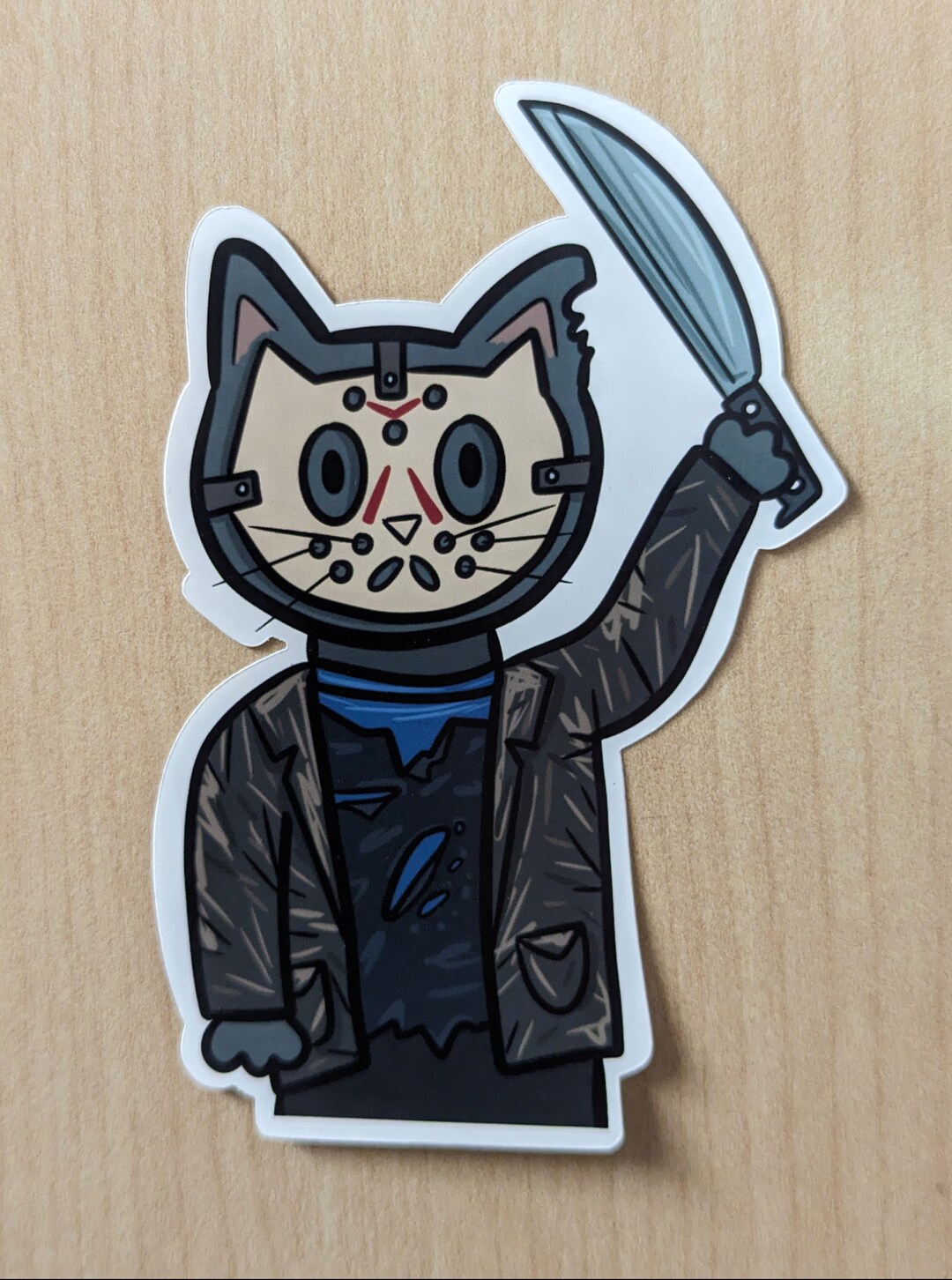Jason Voorhees pawhees Cat Sticker the Ultimate Horror Kitty ...