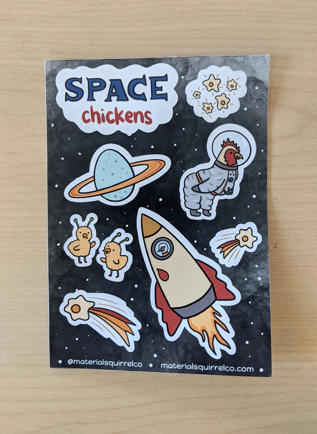 Outer Space Chickens Sticker Sheet W/ Rockets & Astronaut Chicken - Etsy
