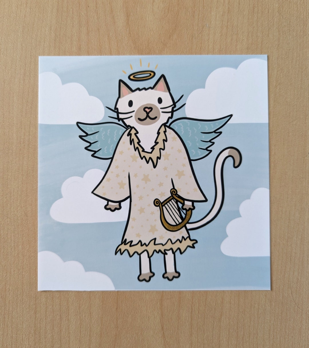 Angelic Angel Kitty Cat Art Print (print Only) - Etsy