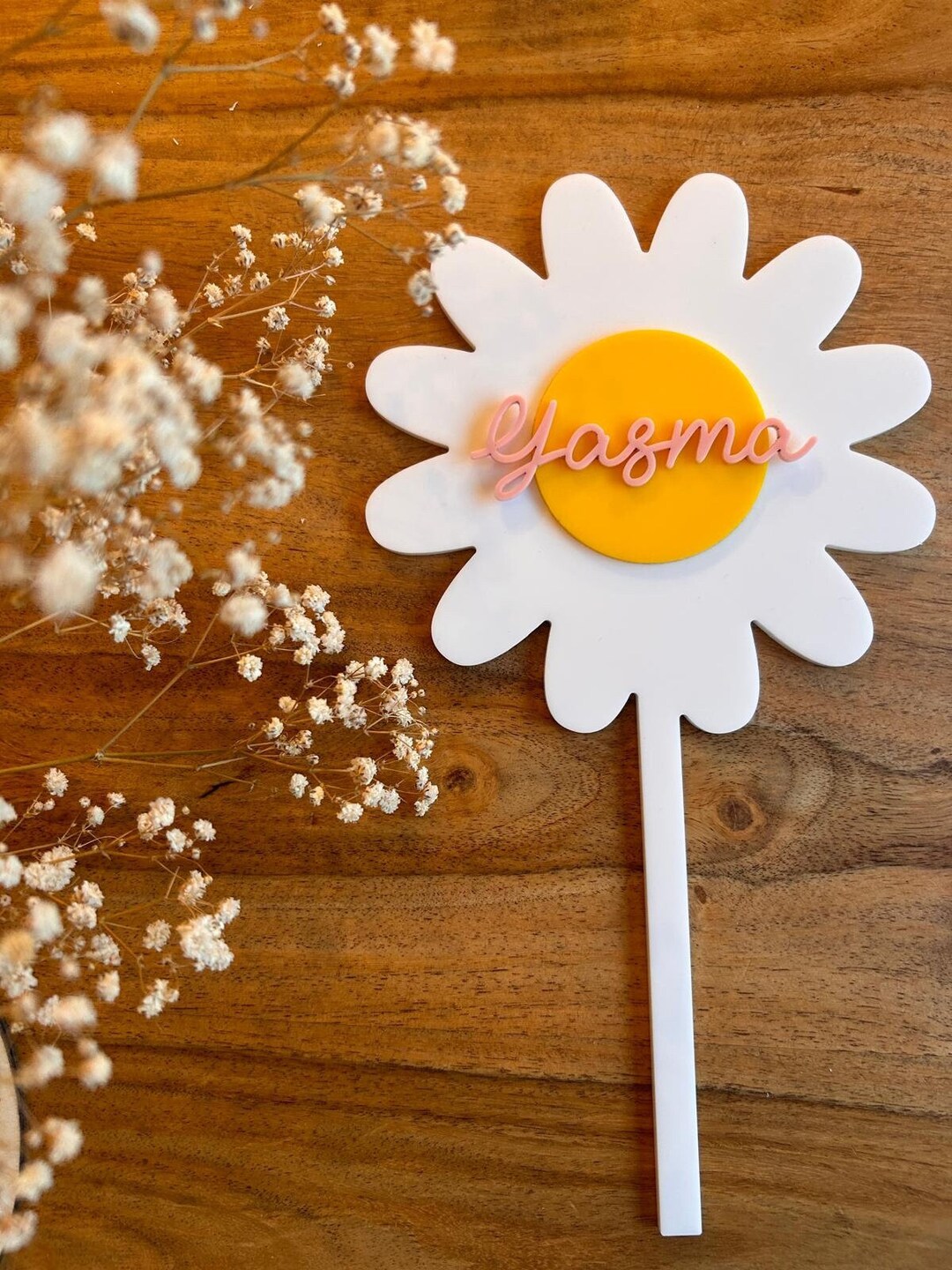 Daisy Cake Topper, Personalised Cake Topper, Name Cake Topper, Acrylic ...