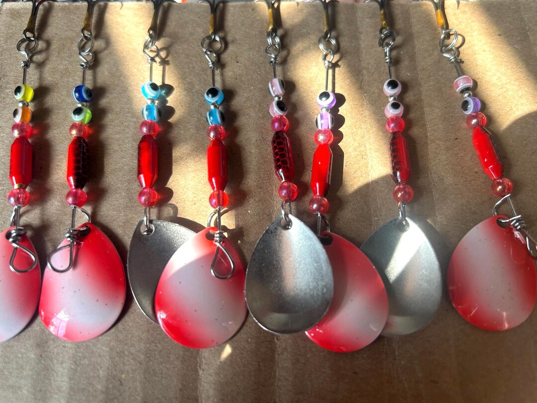 Beaded Fishing Lure: Red & Black Eye Body, Colorado Blade - Etsy