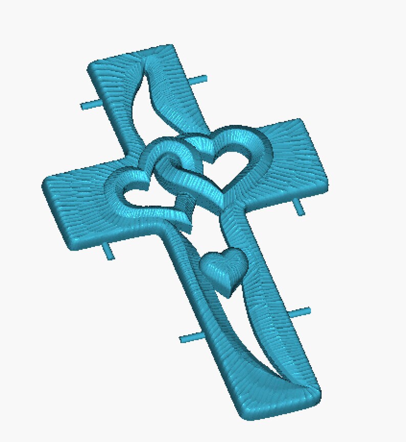 CNC STL File for Religious Cross With Hearts & Hand Chisel Texture ...