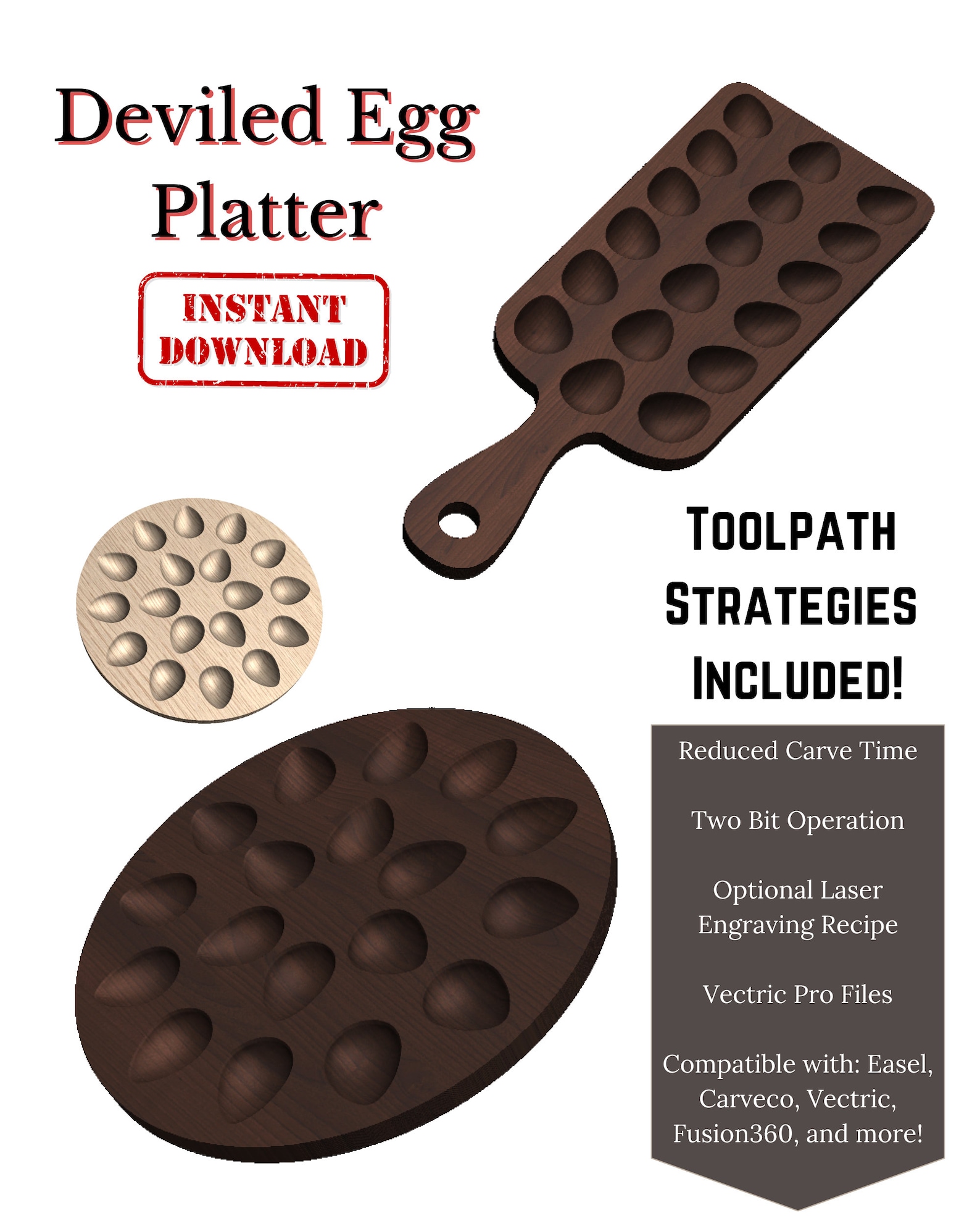 Deviled Egg Platter CNC Project Vectric Easel Pro and - Etsy