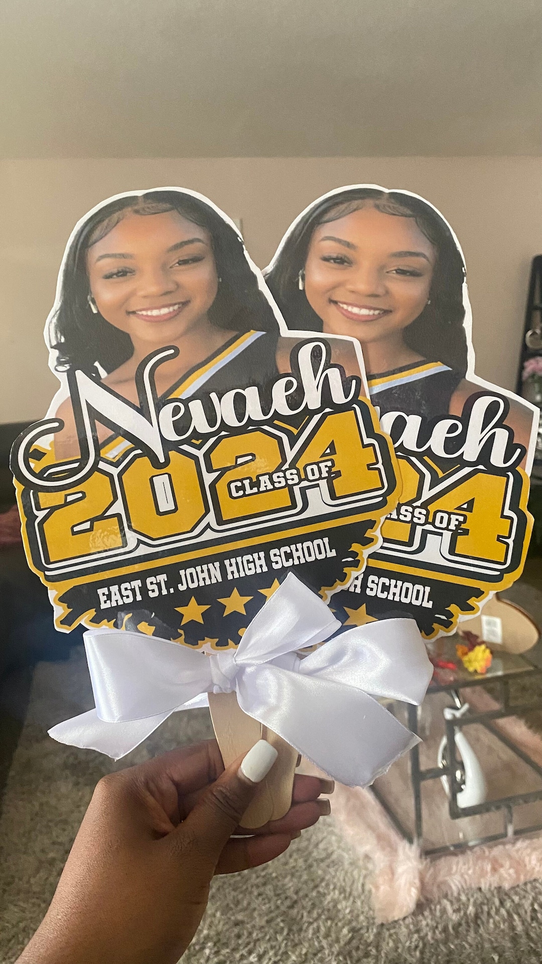 Custom Cheerleader Big Head With White Ribbon ... Custom Design Must Be ...