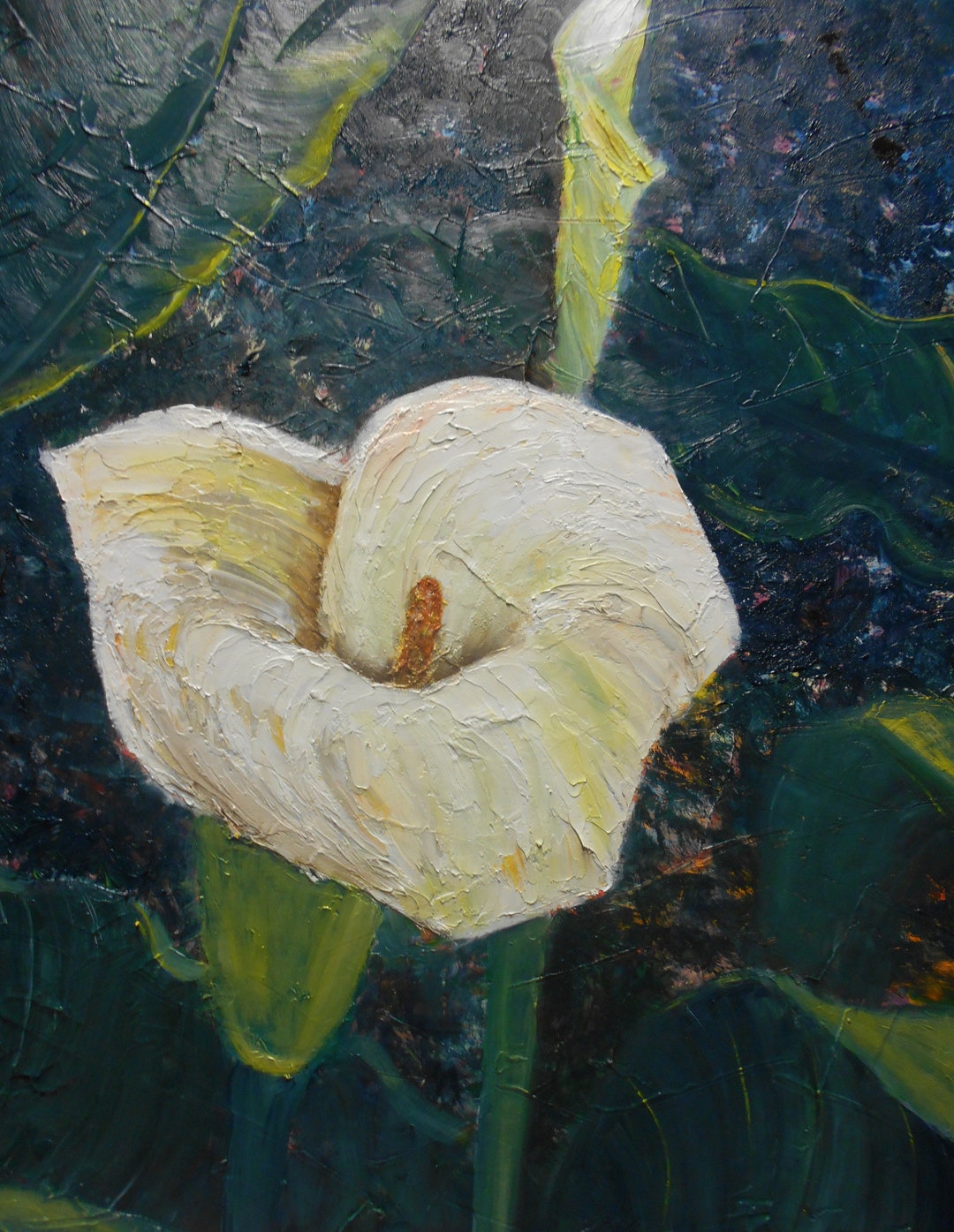 Arum Lily Oil Painting on Canvas, Palette Knife Floral Art - Etsy