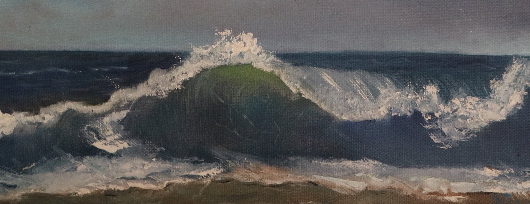 Crashing Wave OIL PAINTING - Seascape Original Wave Landscape Pink Blue ...