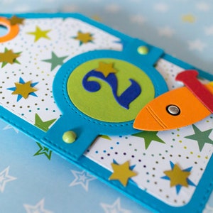 Outer Space Rocket Gift Tag | Handmade Paper Greeting Card | Space ...