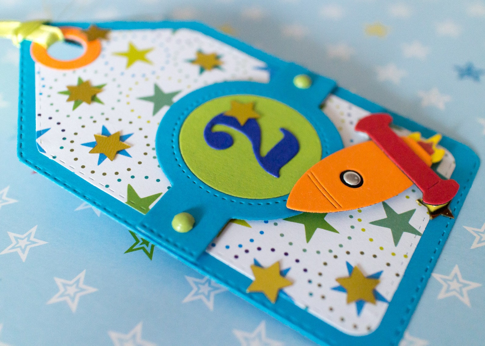 Outer Space Rocket Gift Tag | Handmade Paper Greeting Card | Space ...