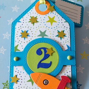 Outer Space Rocket Gift Tag | Handmade Paper Greeting Card | Space ...