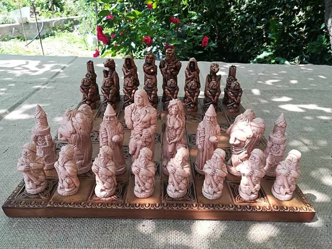Medieval Fantasy Themed Chess Pieces, Handmade, in Polyester Powder ...