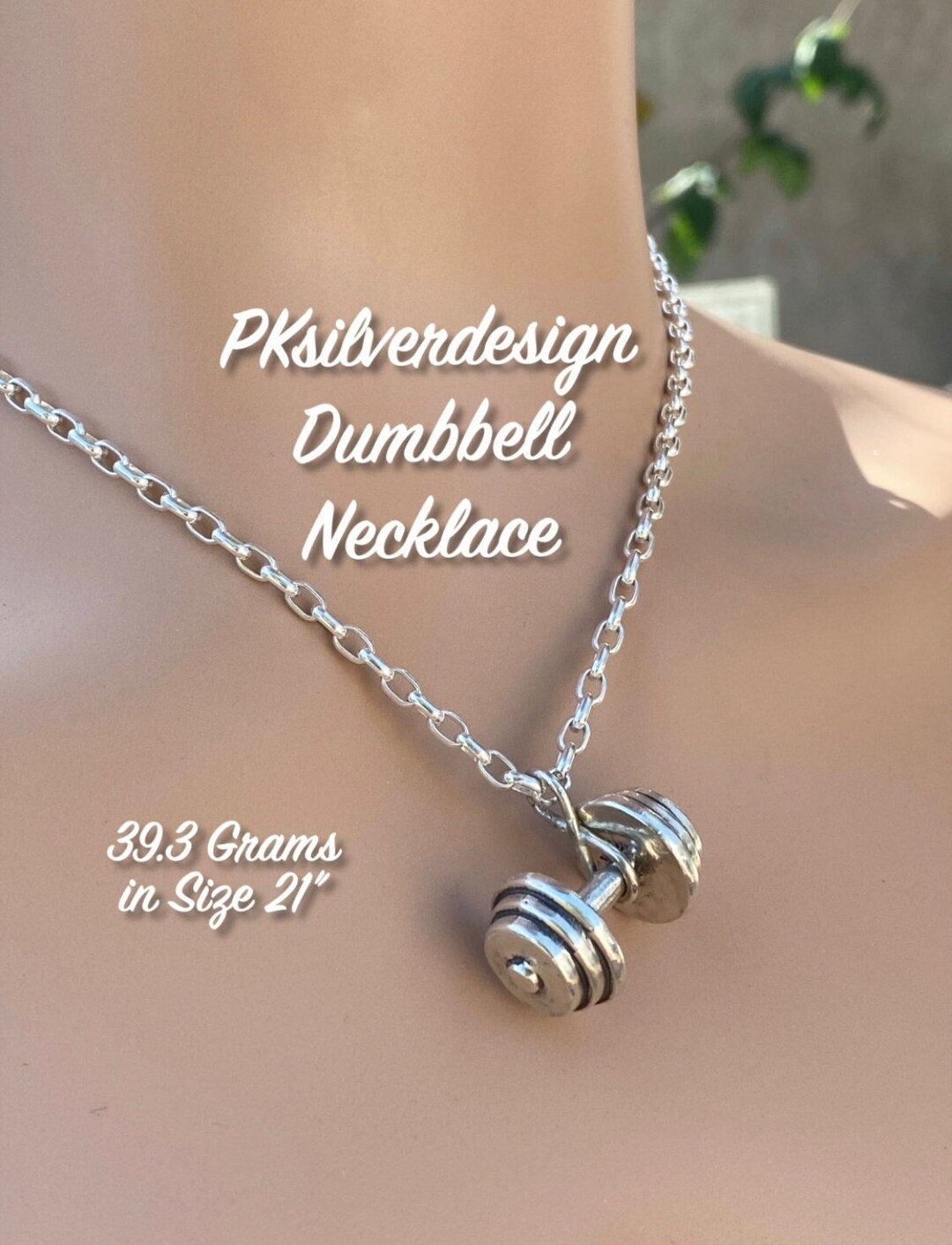 Dumbbell Necklace 925 With Toggle Lock Closure All in Solid Sterling ...