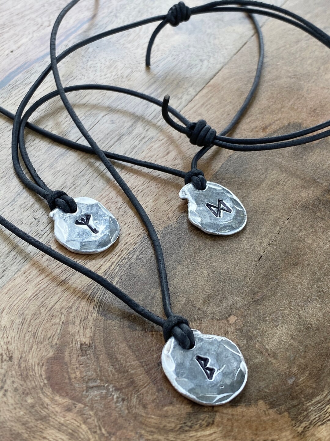 Viking Rune One Letters Stamped Pewter Necklace With Meaningful ...