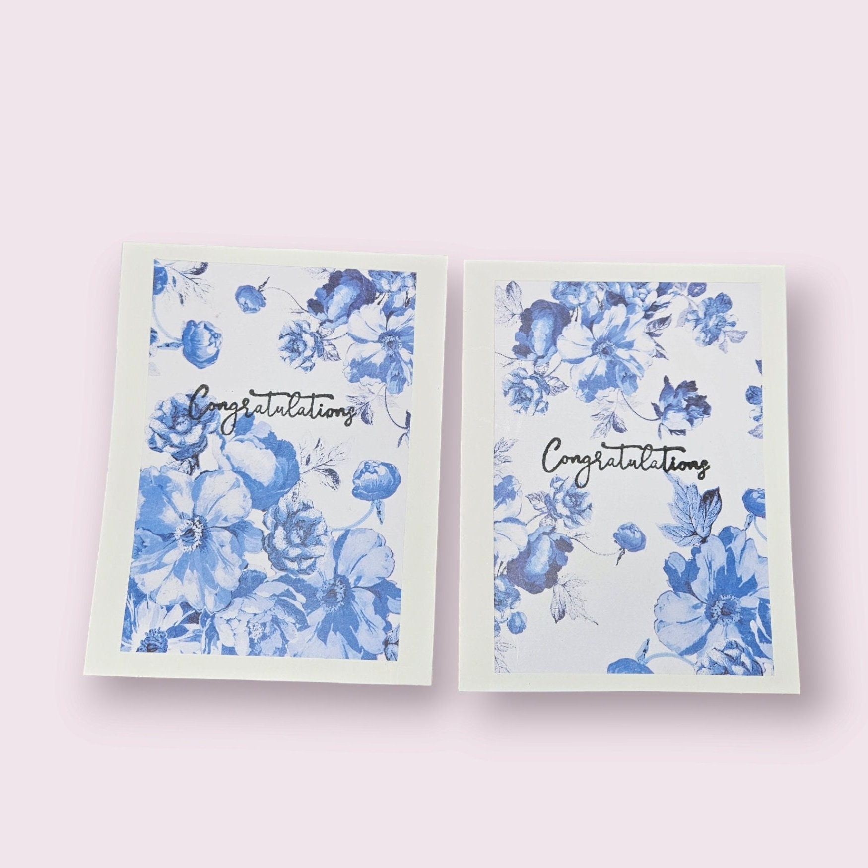 Blue Floral Congratulations Cards Set of 2 - Etsy