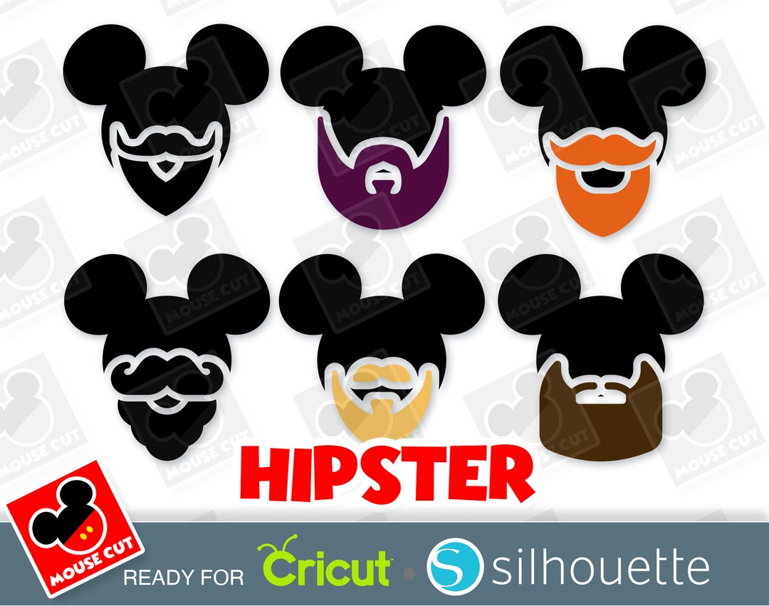 Mouse Ears Hipster SVG Cut Files - Mouse Beard Svg - Mouse Mustache Svg ...