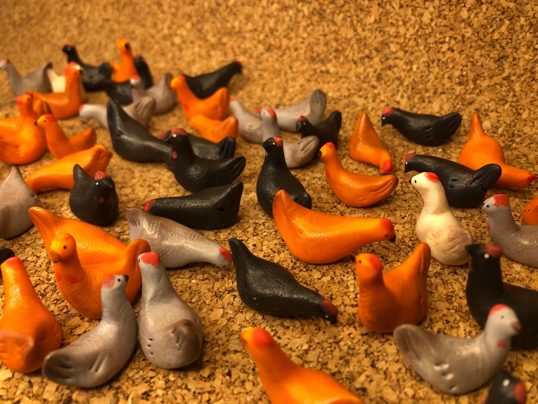 Santon Hens, Set of Three Hens, Christmas Nativity Scene, in Fimo Paste ...