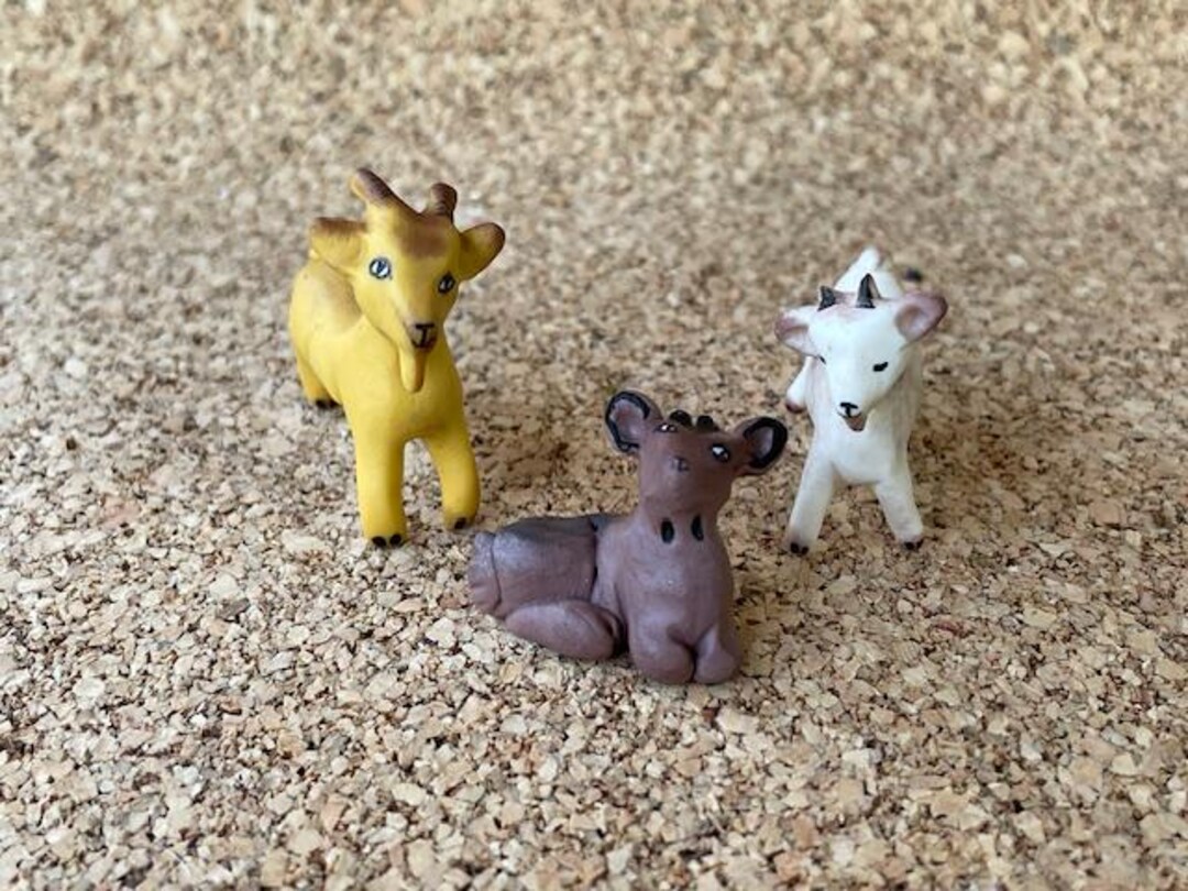 Goat Figurines, Set of Three Goats, Christmas Nativity Scene, in Fimo ...