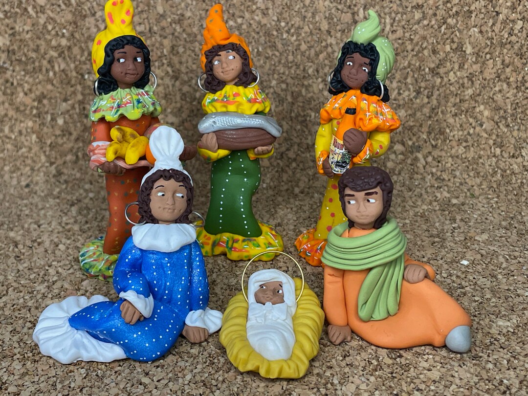 West Indian Nativity Santons Marie Joseph and Jesus and the - Etsy