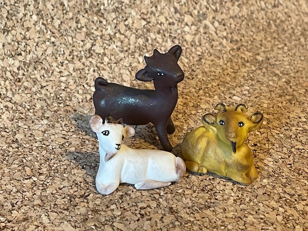 Goat Figurines, Set of Three Goats, Christmas Nativity Scene, in Fimo ...